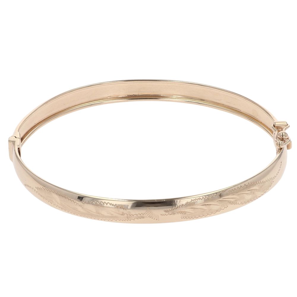 9ct Yellow Gold Patterned Hinged Bangle RAMS865350652032 | Ramsdens Jewellery