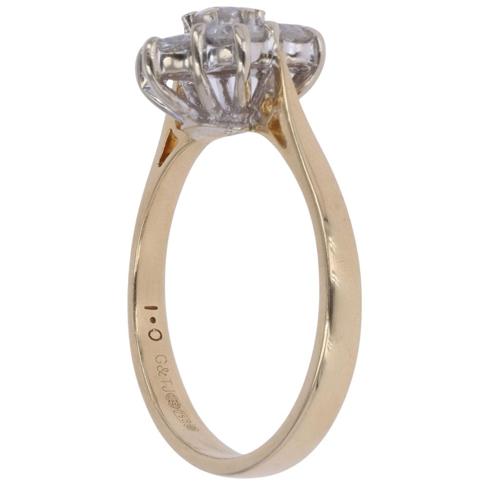 18ct Yellow Gold 1.00ct Brilliant Cut Diamond Cluster Ring ...