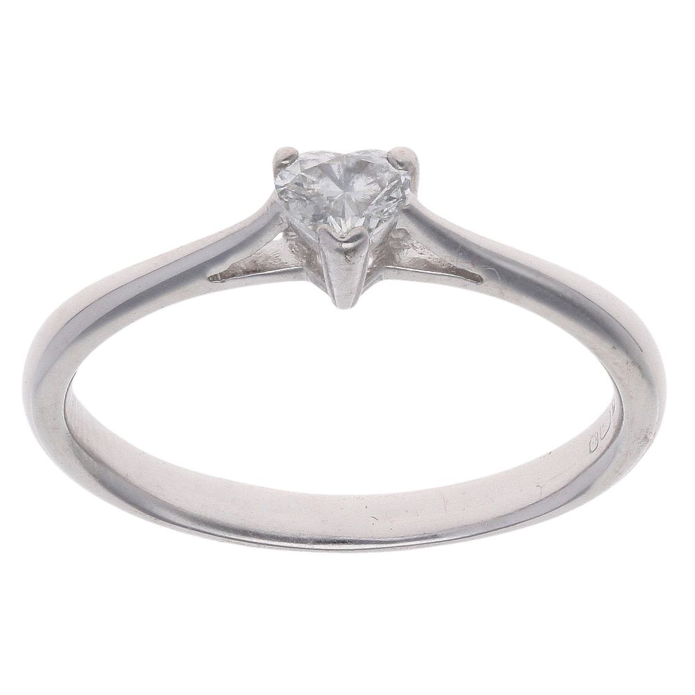 18ct White Gold 0.15ct Diamond Heart Solitaire Ring RAMS988348939007 ...