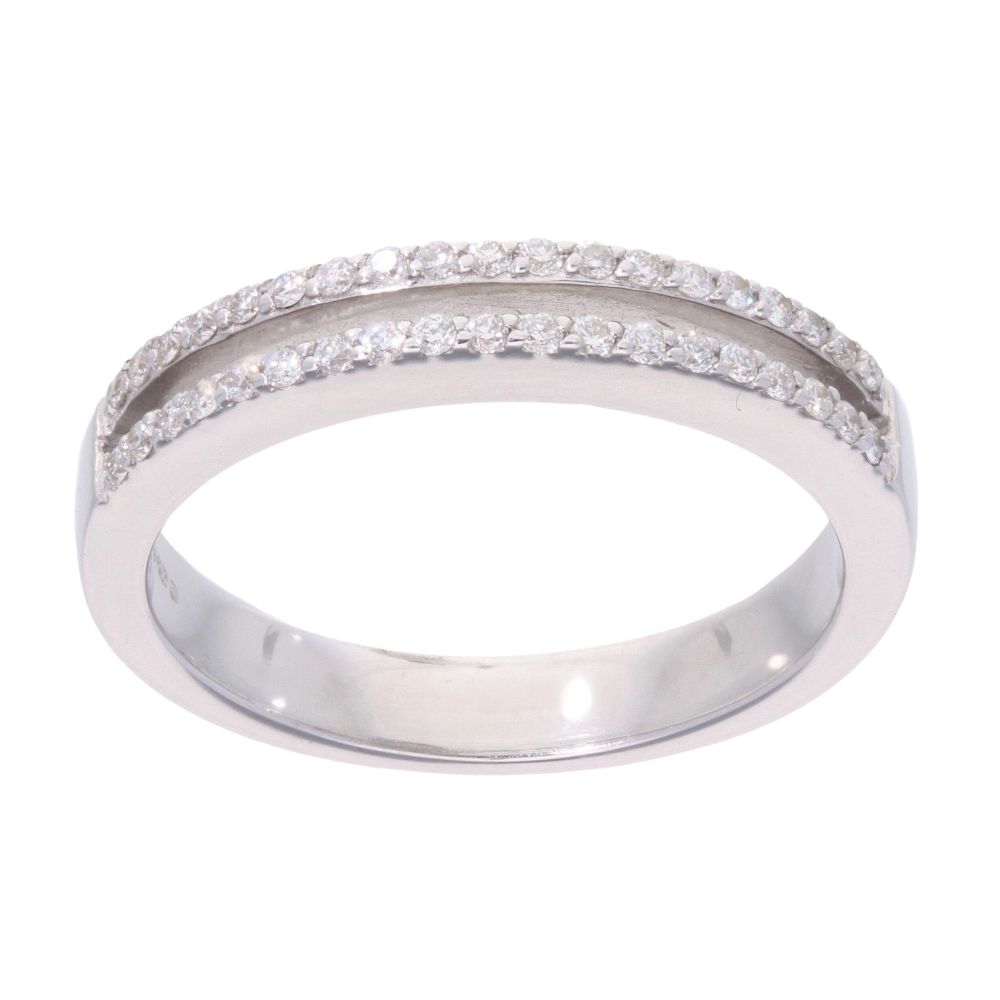 18ct White Gold 0.20ct Diamond Two Row Ring RAMS941281768012 | Ramsdens ...