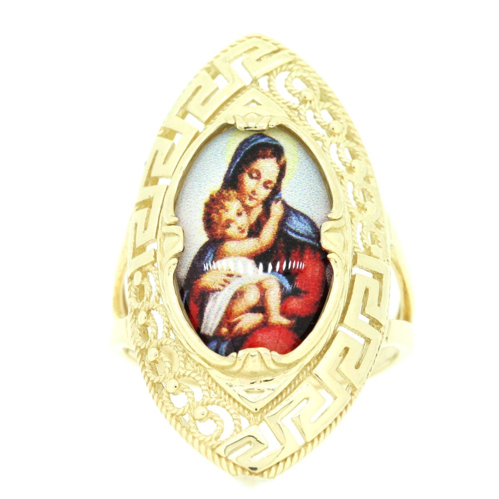 14ct Yellow Gold Mother Mary Ring RAMS8050000025 | Ramsdens Jewellery