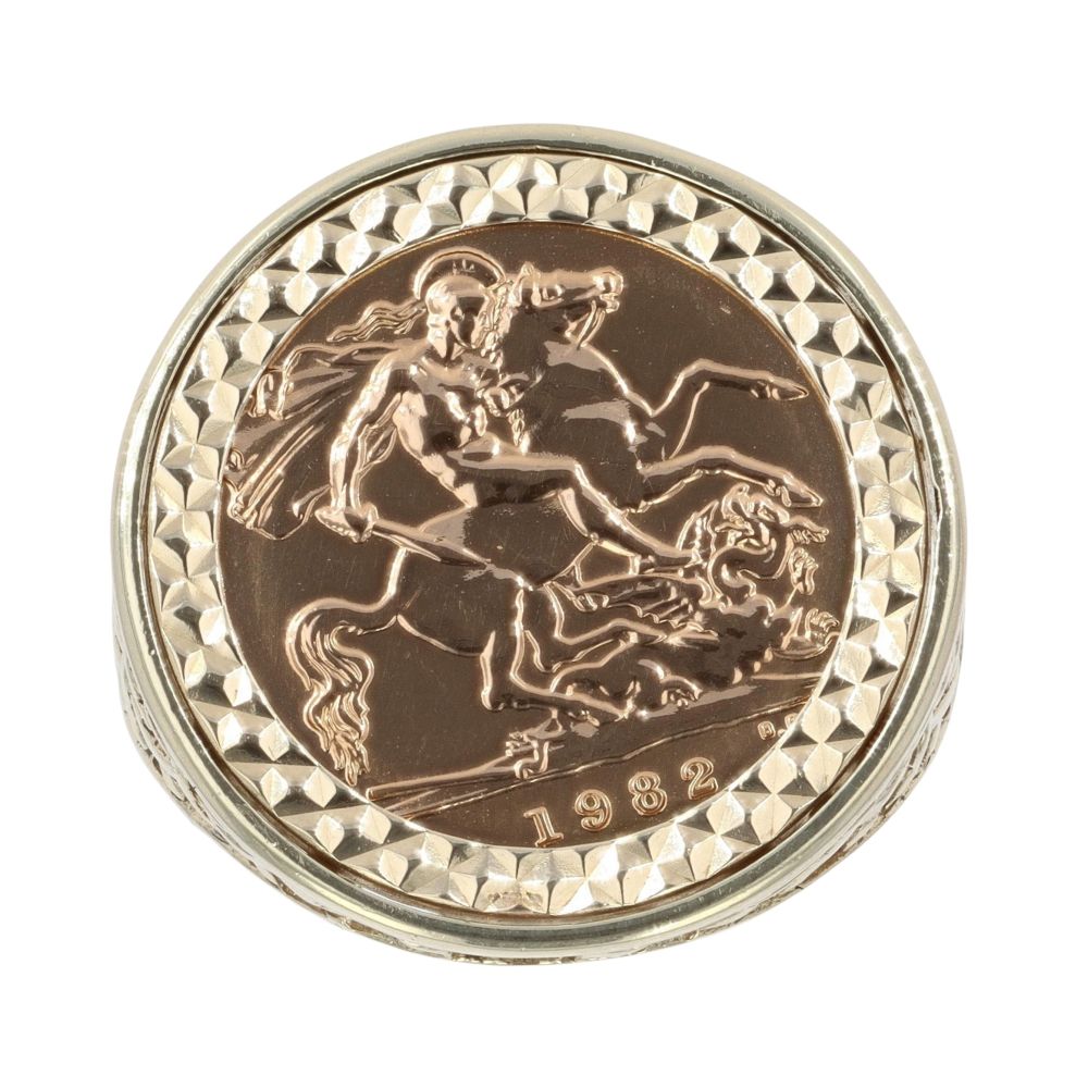 9ct Yellow Gold 1982 Elizabeth II Half Sovereign Coin Ring ...