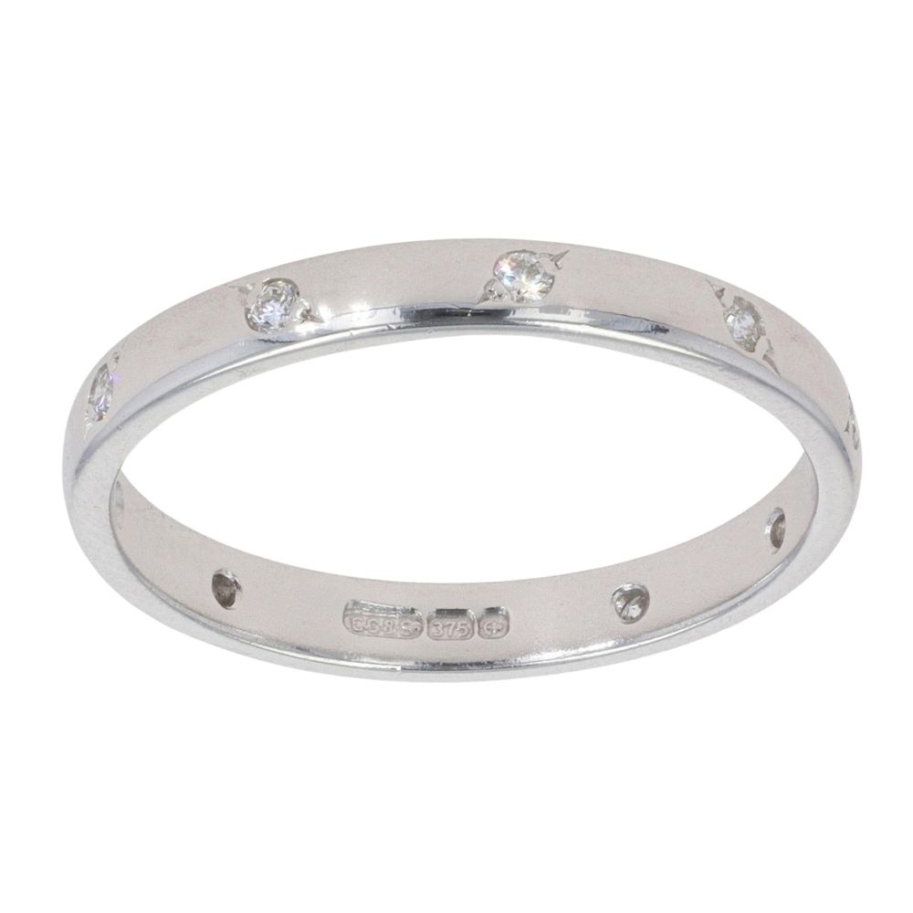 9ct White Gold 0.10ct Diamond Wedding Band 2.4mm RAMS715349292008 | Ramsdens Jewellery