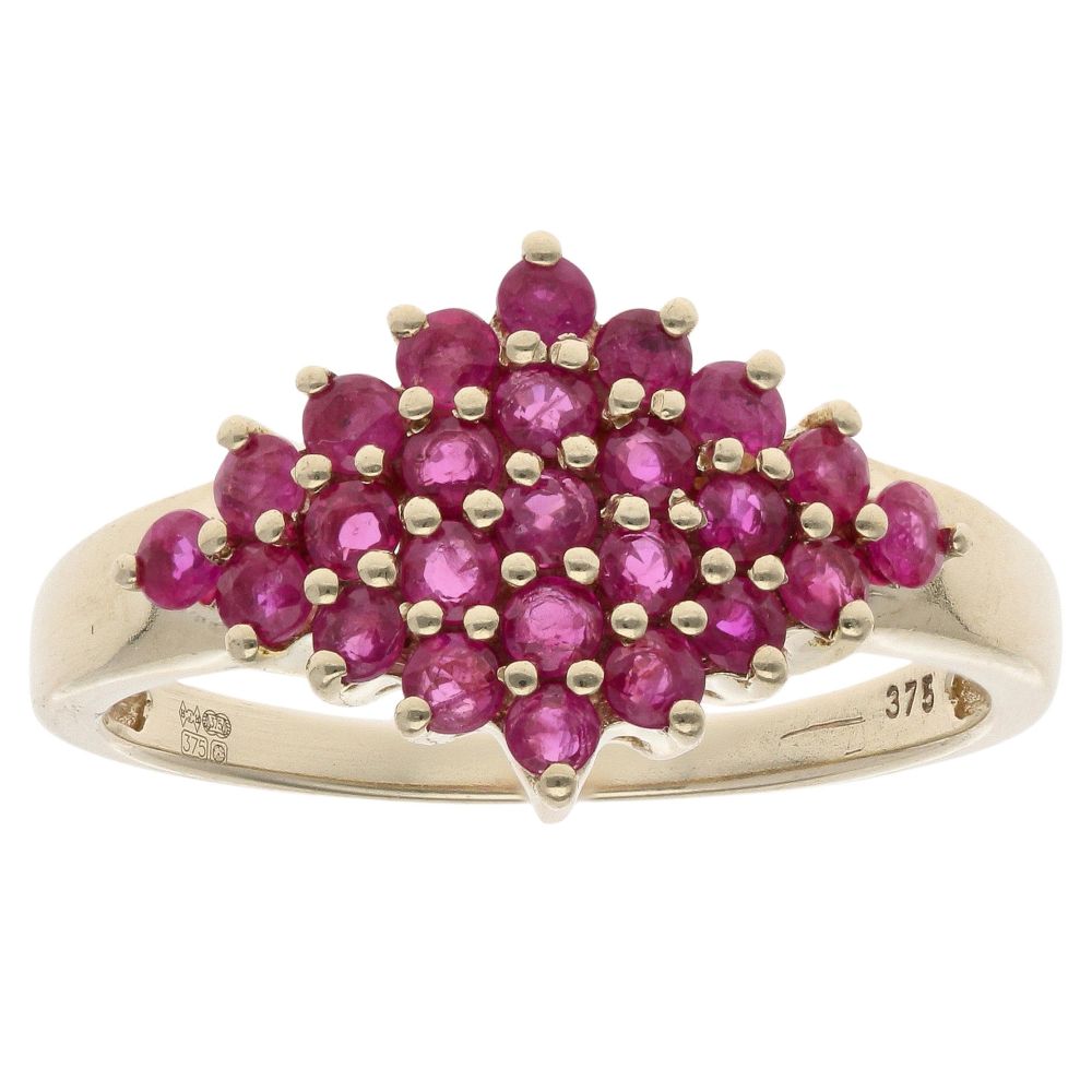 9ct Yellow Gold Ruby Cluster Ring RAMS136368990010 | Ramsdens Jewellery