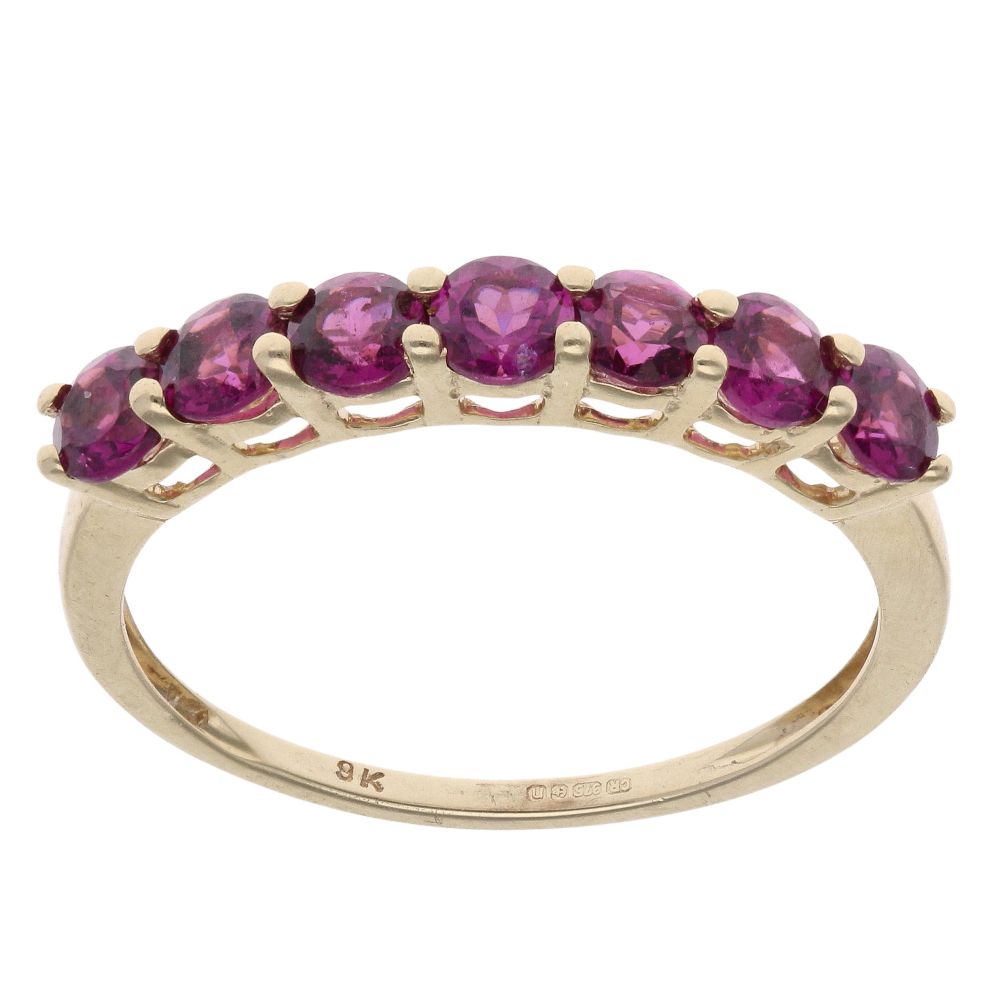9ct Yellow Gold Amethyst Seven Stone Ring RAMS771367195004 | Ramsdens ...