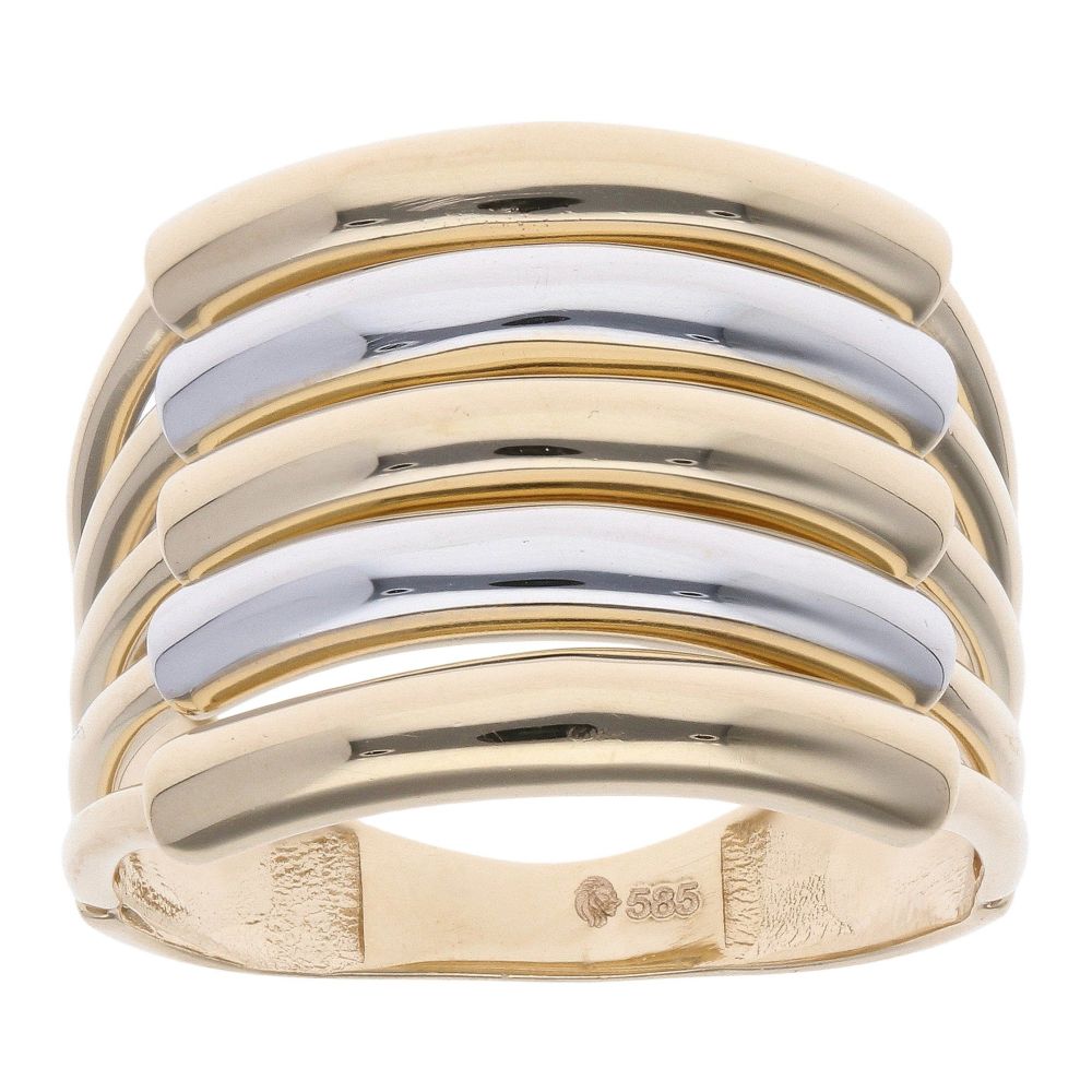 14ct Yellow And White Gold Five Row Ring RAMS3830002816 | Ramsdens ...