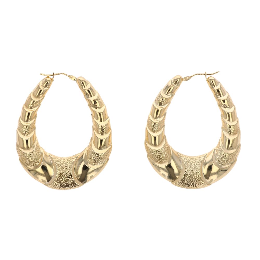 9ct Yellow Gold Scale Creole Earrings RAMS4440001562 | Ramsdens Jewellery