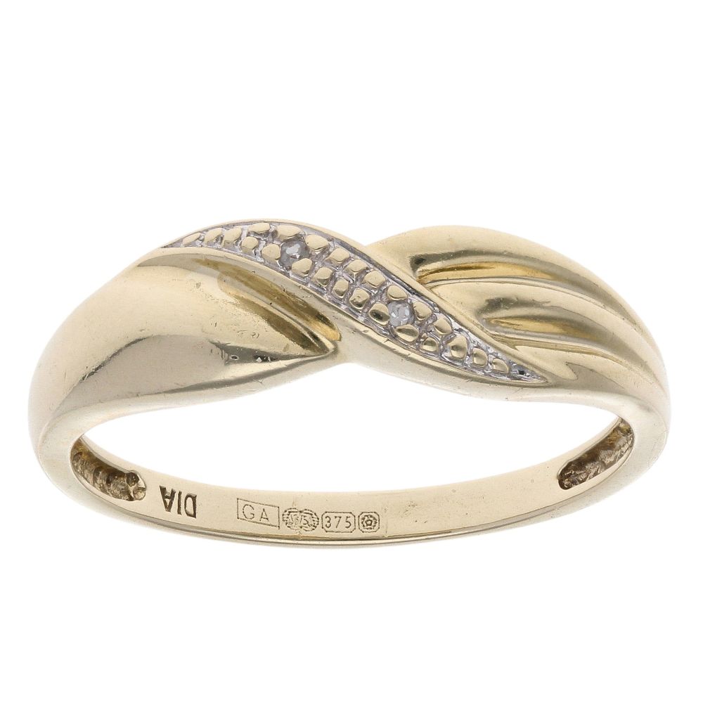 9ct Yellow Gold 0.02ct Diamond Crossover Ring RAMS760350824007 | Ramsdens Jewellery