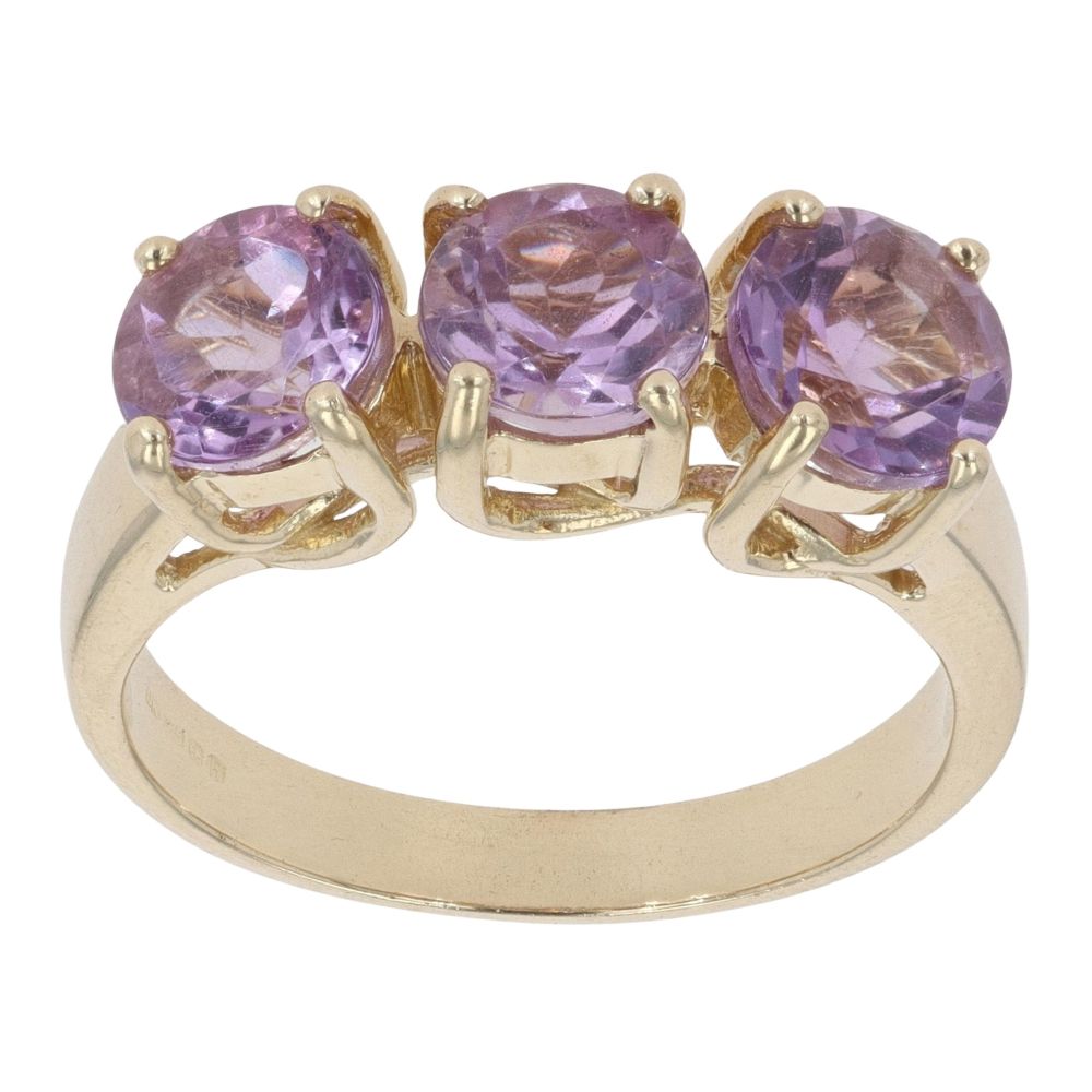 9ct Yellow Gold Amethyst Three Stone Ring RAMS946356917062 | Ramsdens ...