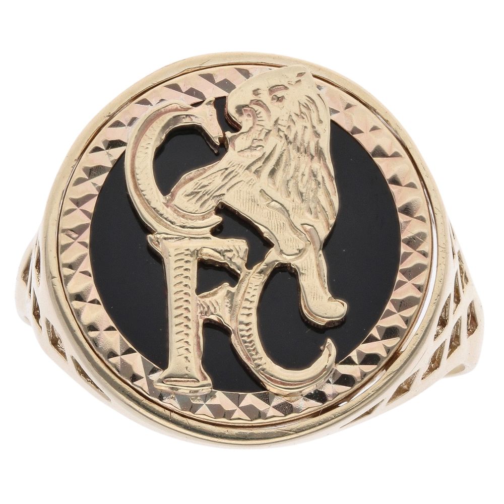 9ct Yellow Gold Chelsea Football Club Onyx Signet Ring RAMS714352590008 ...