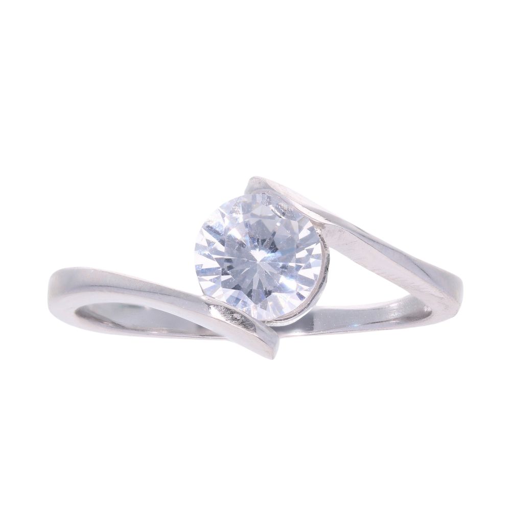 Silver Cubic Zirconia Twist Ring By Icesia Ramsdens Jewellery