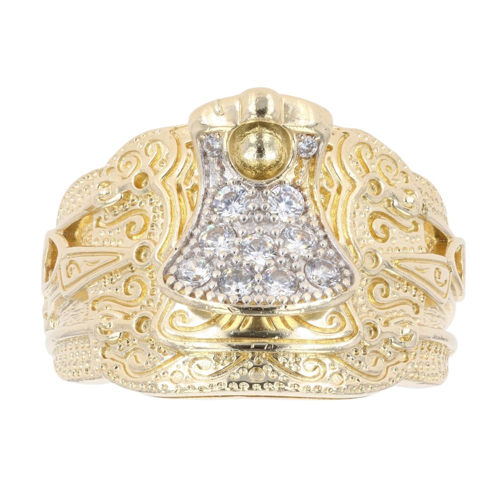 9ct Yellow Gold Cubic Zirconia Saddle Ring | Ramsdens Jewellery
