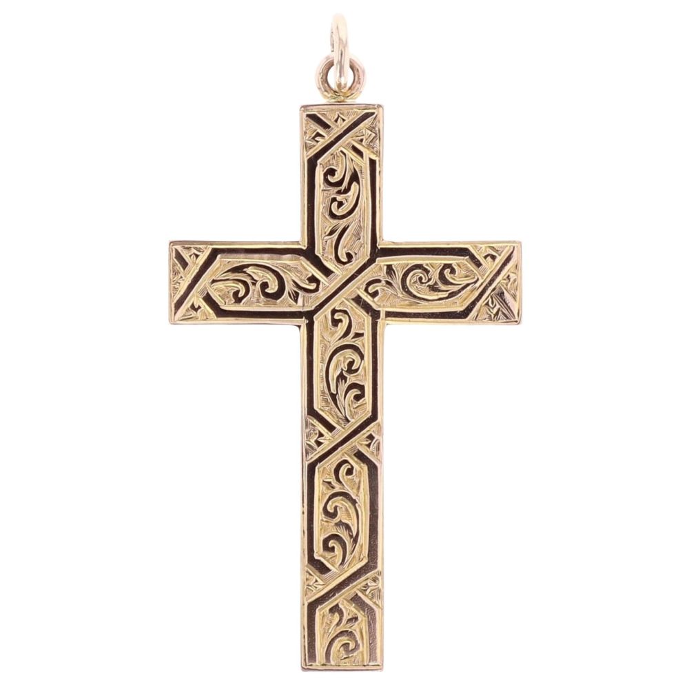 9ct Yellow Gold Patterned Cross Pendant RAMS983353258006 | Ramsdens ...