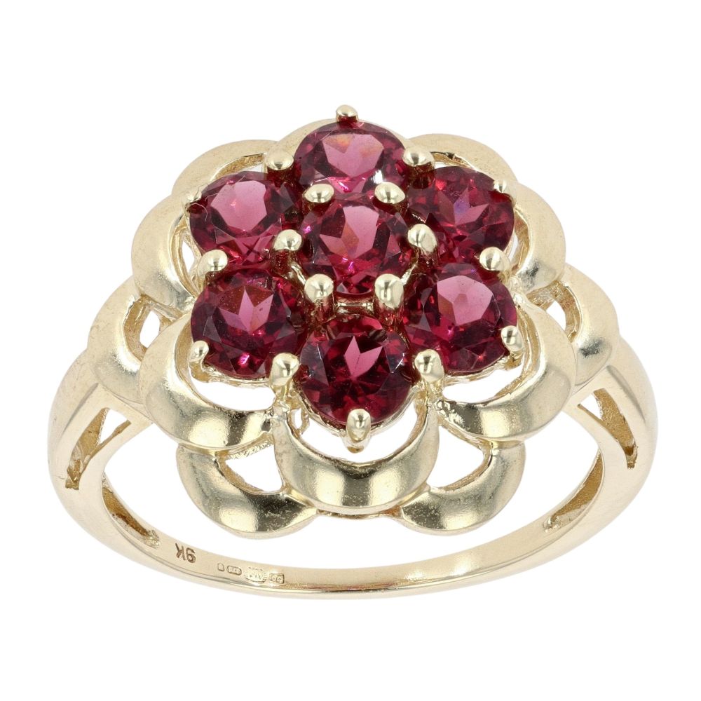 9ct Yellow Gold Pink Gem Cluster Ring | Ramsdens Jewellery