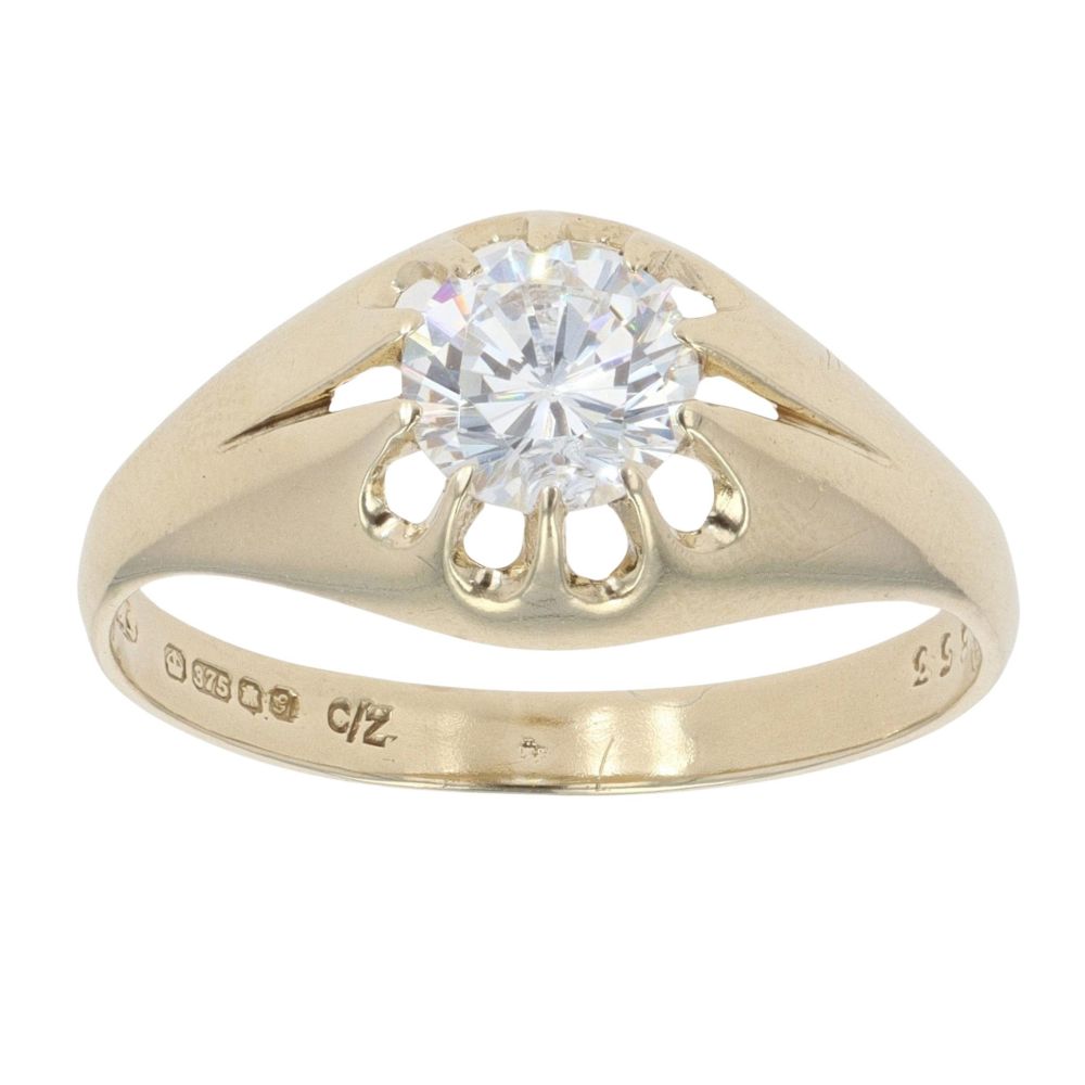 9ct Yellow Gold Cubic Zirconia Signet Ring RAMS142334733004 | Ramsdens ...