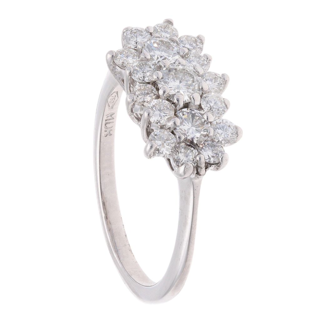 18ct White Gold 1.10ct Brilliant Cut Diamond Cluster Ring RAMS660286293043 | Ramsdens Jewellery