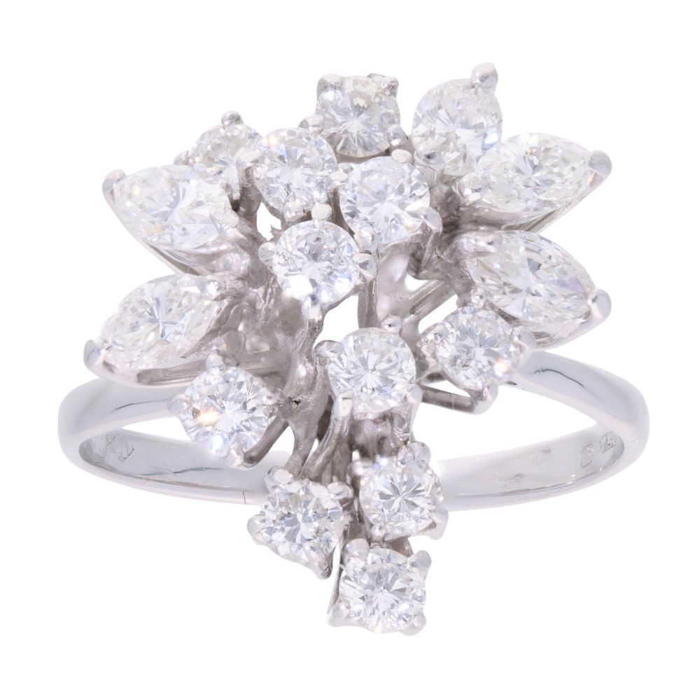 18ct White Gold 1.50ct Diamond Cluster Ring RAMS144276588026 | Ramsdens Jewellery