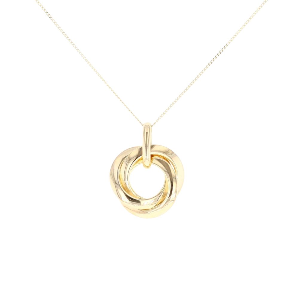 9ct Yellow Gold Trio Circle Pendant And Chain 18" RAMS1290000048 ...