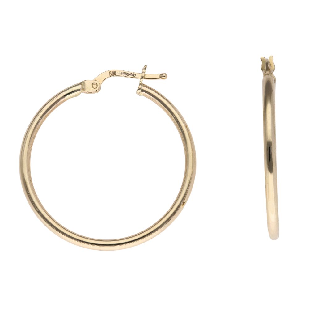 14ct Yellow Gold Plain Hoop Earrings RAMS7830003896 | Ramsdens Jewellery