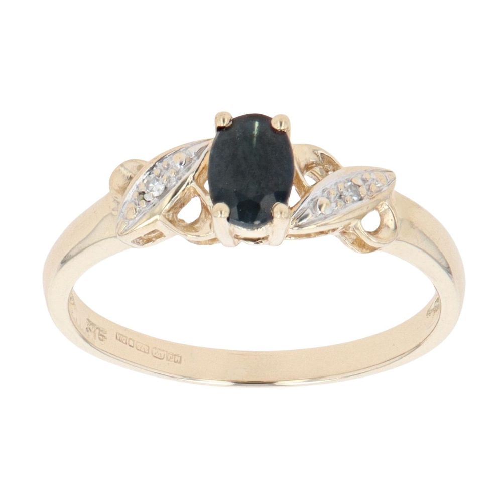 9ct Yellow Gold 0.02ct Diamond and Sapphire Fancy Ring RAMS964354226012 ...