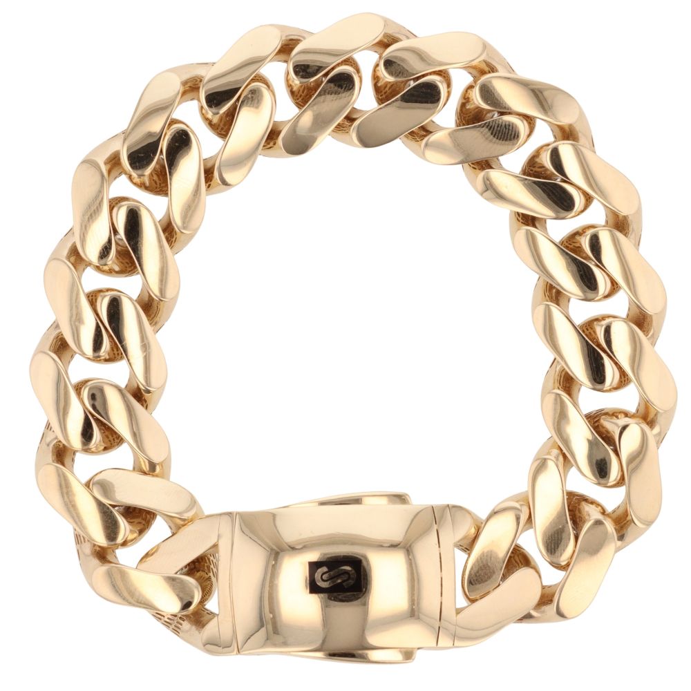 14ct Yellow Gold Monaco Classic Plain Lock Curb Bracelet 10 ...