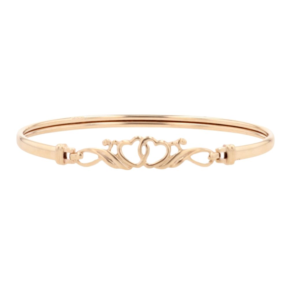 9ct Yellow Gold Heart Patterned Hinged Bangle RAMS203706533002 | Ramsdens Jewellery