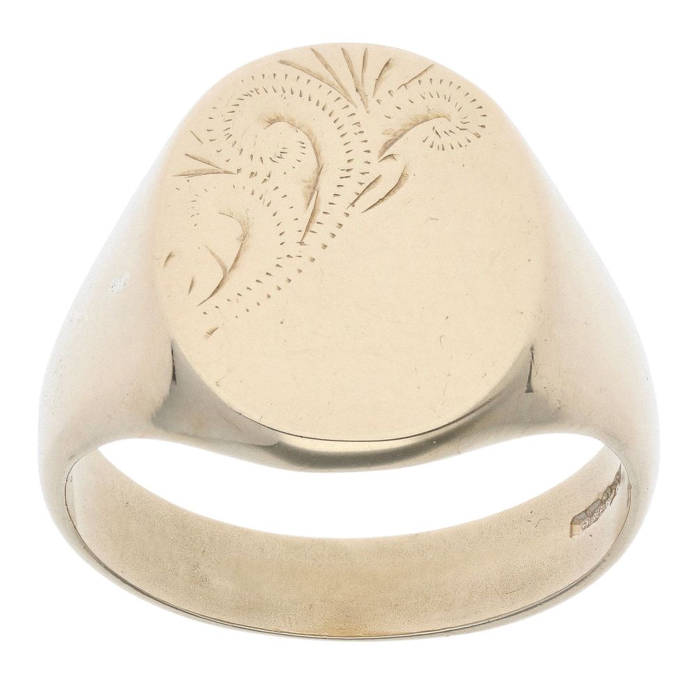 9ct Yellow Gold Patterned Signet Ring RAMS147345174002 | Ramsdens Jewellery
