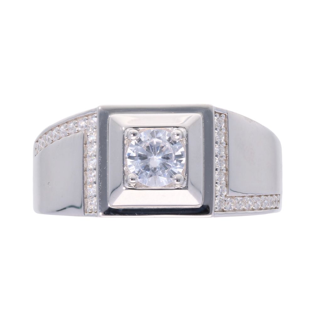 Silver Cubic Zirconia Signet Ring By Icesia Rams9610001721 Ramsdens