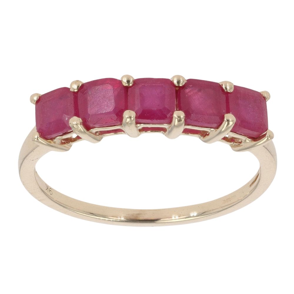 9ct Yellow Gold Ruby Five Stone Ring RAMS756336576012 | Ramsdens Jewellery