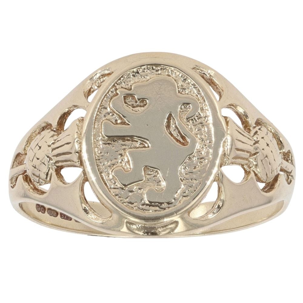 9ct Yellow Gold Lion Rampant Signet Ring RAMS995354050016 | Ramsdens ...