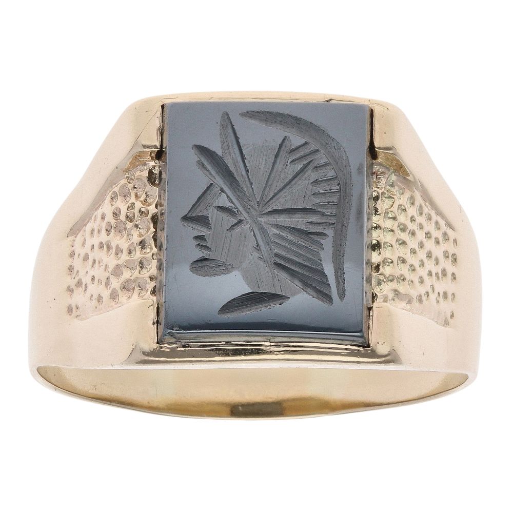 9ct Yellow Gold Hematite Centurion Signet Ring RAMS677347453007 ...