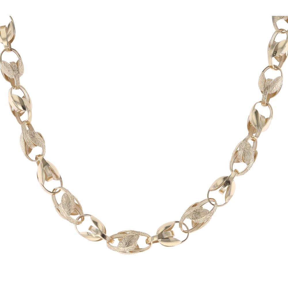 9ct Yellow Gold Patterned and Plain Tulip Chain 26" RAMS685360858001 ...