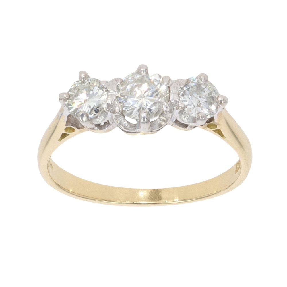 18ct Yellow Gold 0.75ct Diamond Trilogy Ring RAMS681322397003 ...