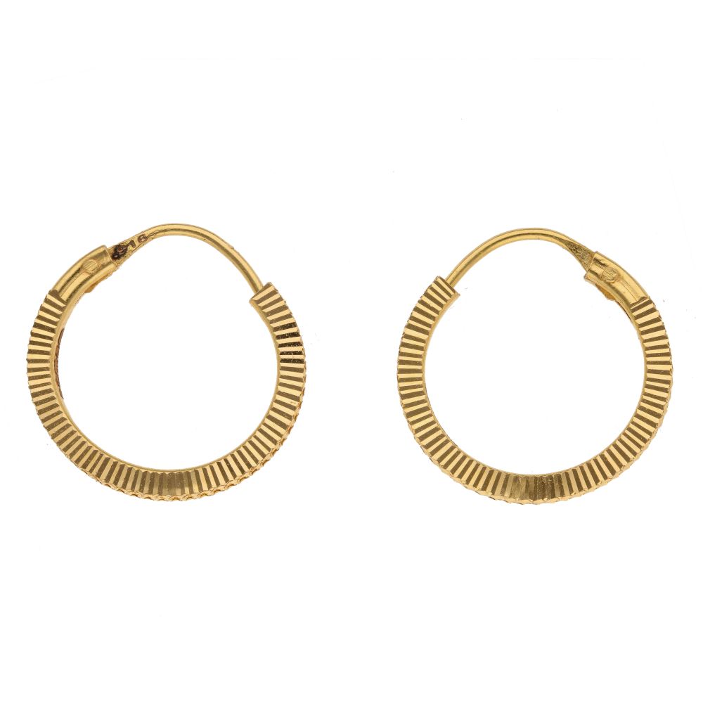 22ct Yellow Gold Diamond Cut Hoop Earrings RAMS2450000102 | Ramsdens ...
