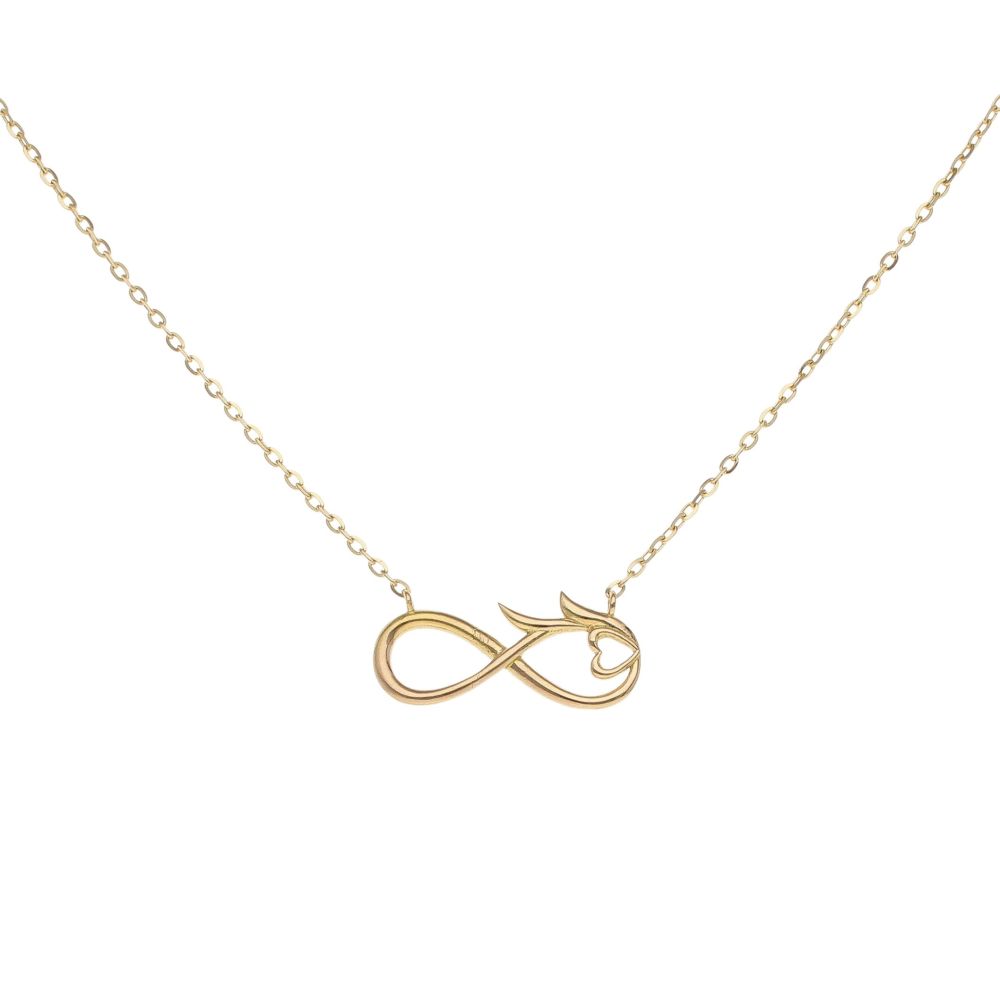 18ct Yellow Gold Infinity Sign Pendant And Chain 16" RAMS836348215001 ...