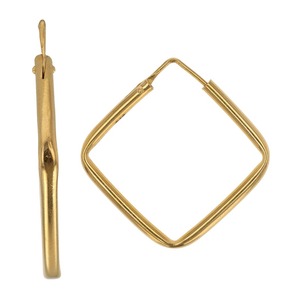 22ct Yellow Gold Classic Plain Square Hoop Earrings RAMS2450000053 ...