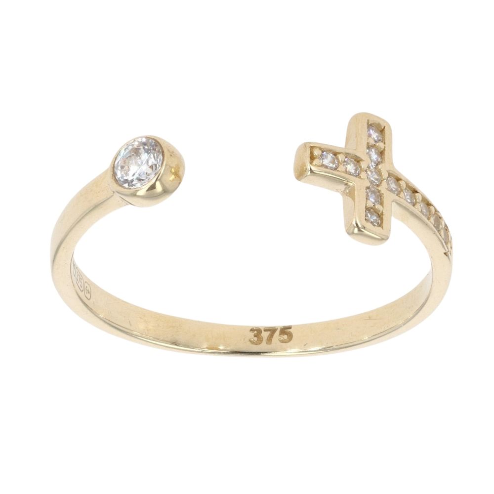 9ct Yellow Gold Cross Torque Ring RAMS3950000007-P | Ramsdens Jewellery
