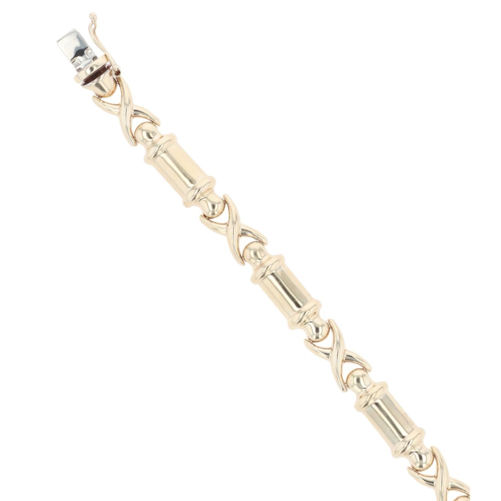9ct Yellow Gold Crossover and Barrel Bracelet 7" RAMS161355178002 ...
