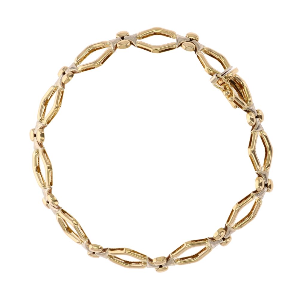 18ct Yellow and White Gold Hinged Fancy Bracelet 7" RAMS984308377017 ...