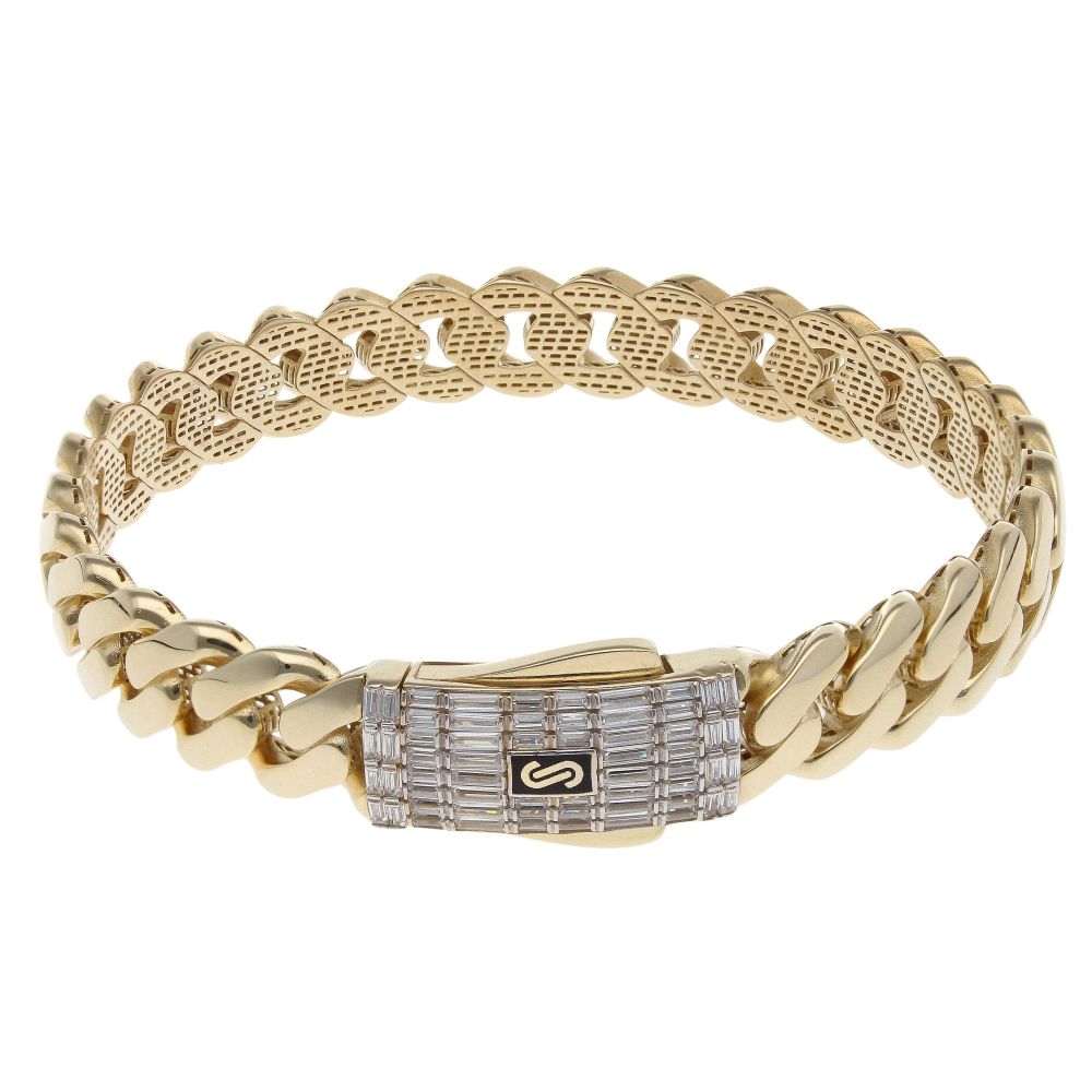 14ct Yellow Gold Monaco Classic Pave Lock Bangle RAMS3830003234 ...