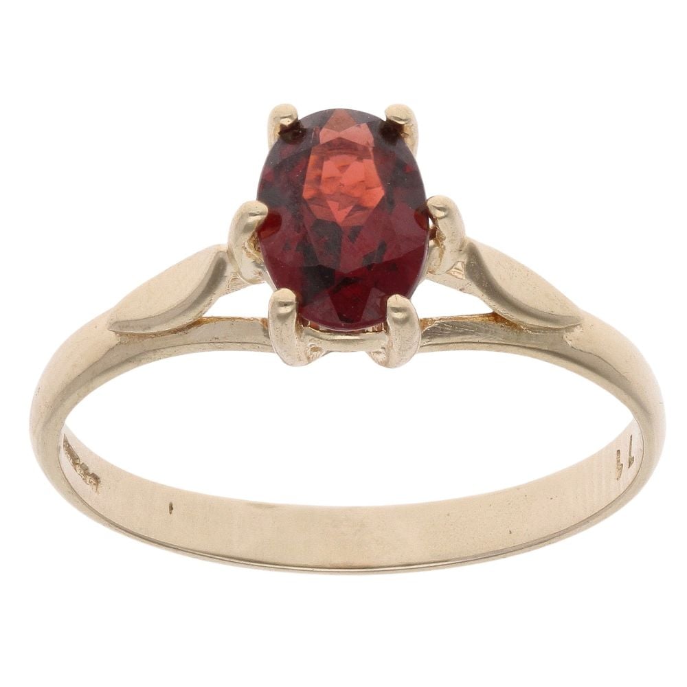 9ct Yellow Gold Garnet Solitaire Ring RAMS983359365006 | Ramsdens Jewellery