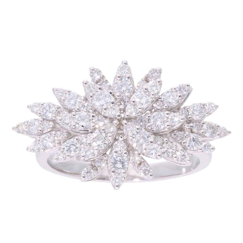 18ct White Gold 1.00ct Diamond Cluster Ring | Ramsdens Jewellery