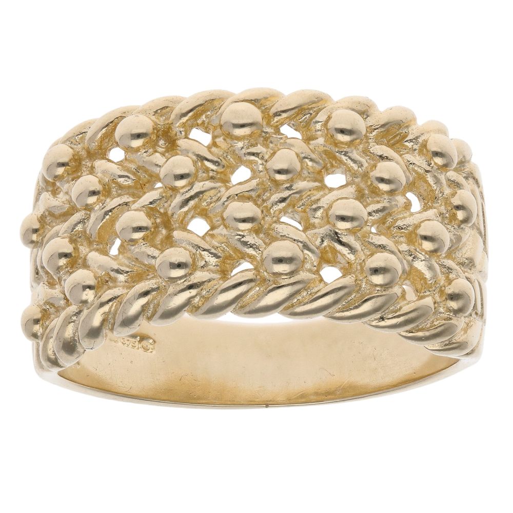 9ct Yellow Gold Four Row Keeper Ring RAMS962352379006 | Ramsdens Jewellery