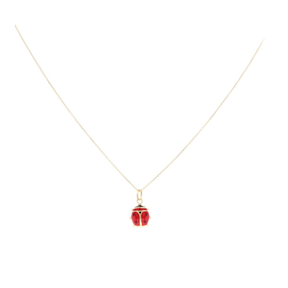 9ct Yellow Gold Enamelled Ladybird Pendant And Chain 18" RAMS5630000031 ...
