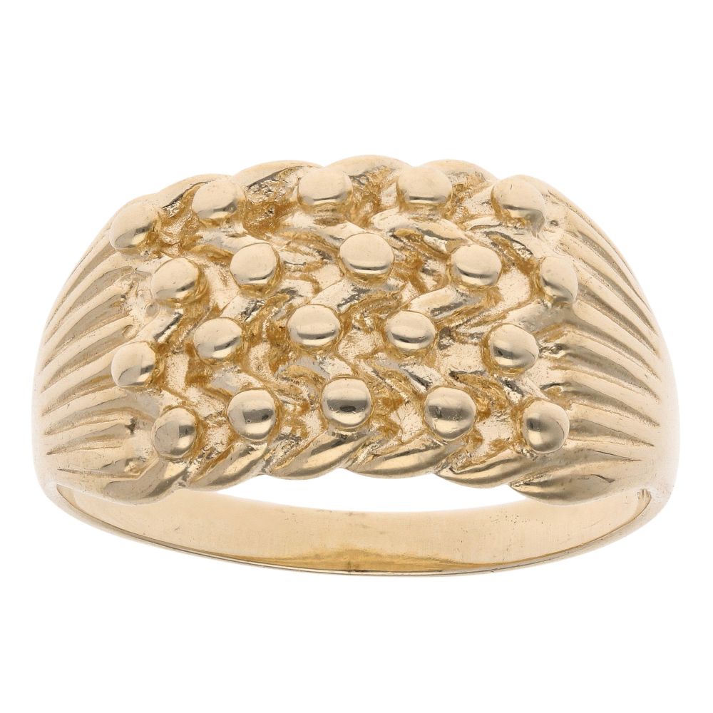 9ct Yellow Gold Four Row Keeper Ring RAMS676359481012 | Ramsdens Jewellery