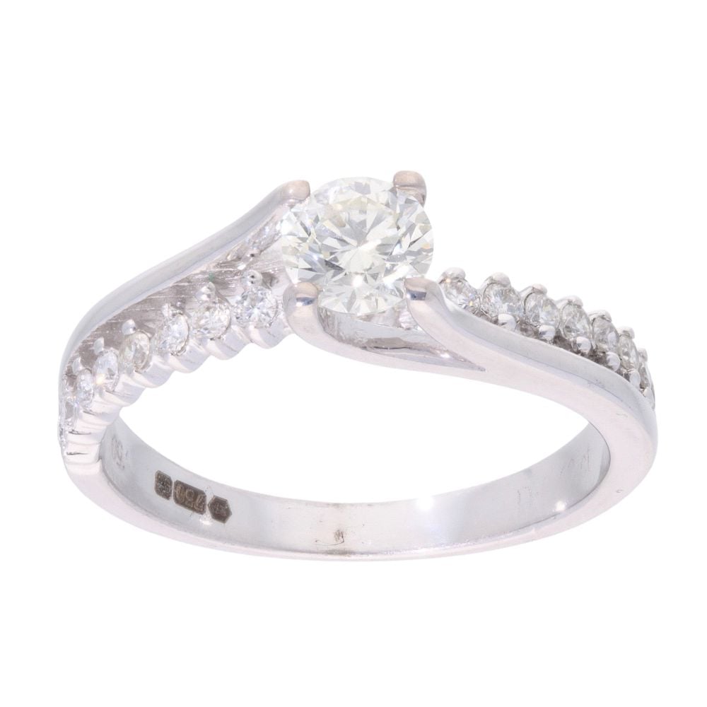 18ct White Gold 0.62ct Diamond Twist Solitaire Ring | Ramsdens Jewellery