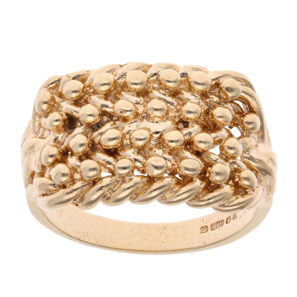 9ct Yellow Gold Four Row Keeper Ring RAMS676352583011 | Ramsdens Jewellery