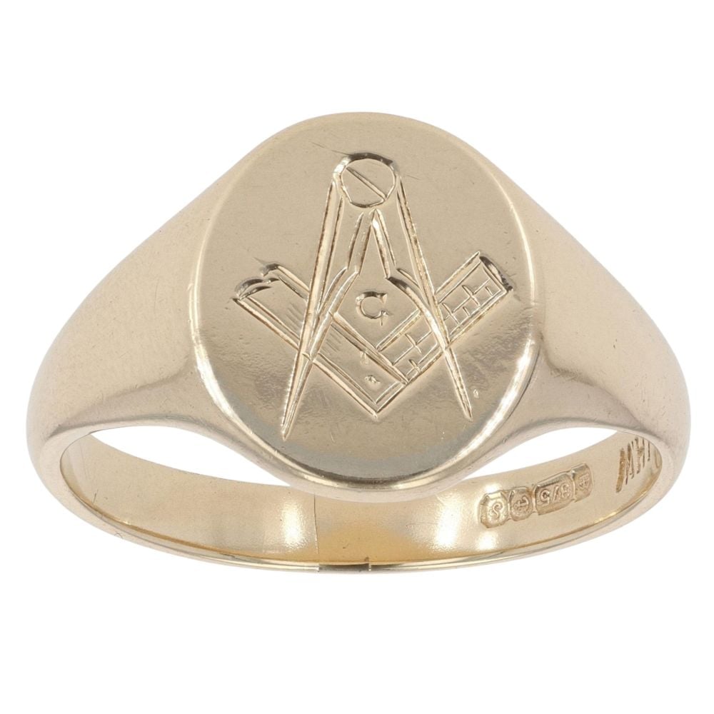 9ct Yellow Gold Masonic Signet Ring RAMS556351965009 | Ramsdens Jewellery