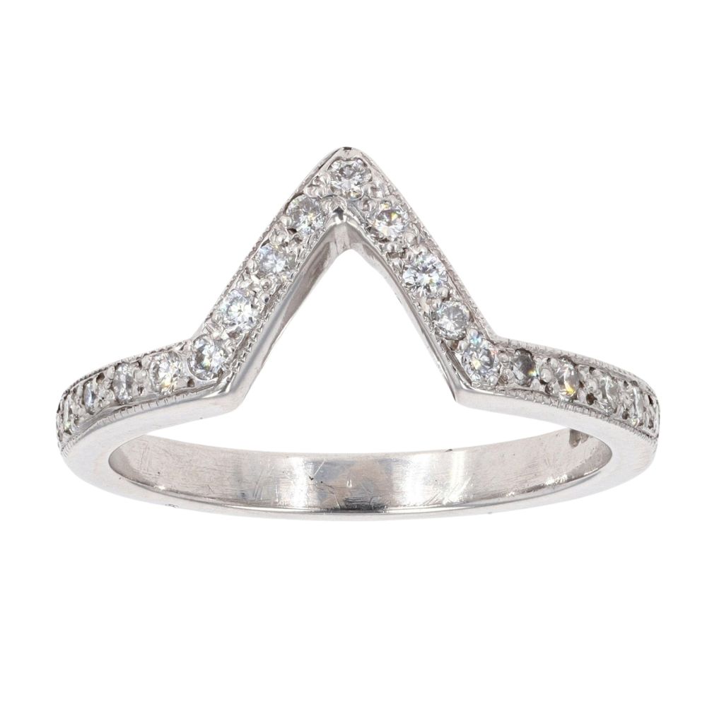18ct White Gold 0.20ct Diamond Wishbone Ring RAMS897306353006 ...