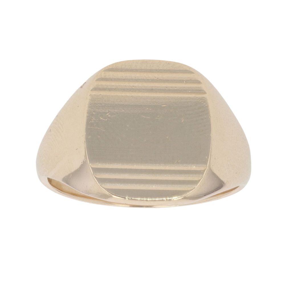 9ct Yellow Gold Patterned Signet Ring RAMS147328233002 | Ramsdens Jewellery